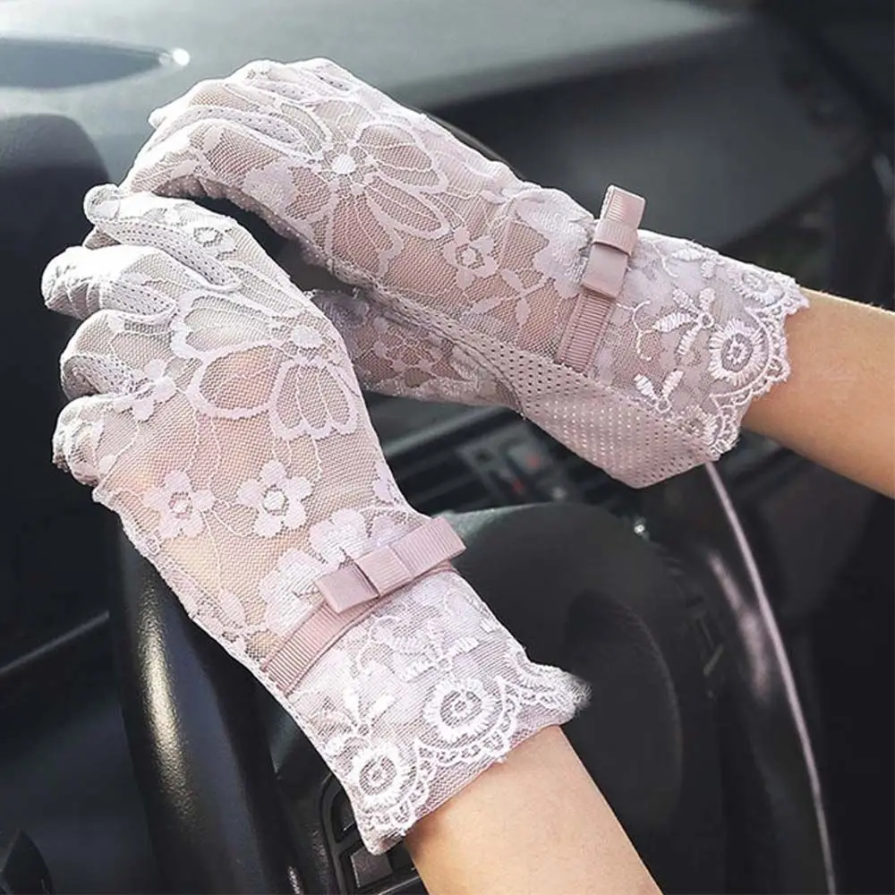 Gloves-Embroidered-Sun-proof-Bow-Driving-Women-Lady-Summer-Lace-Touch ...