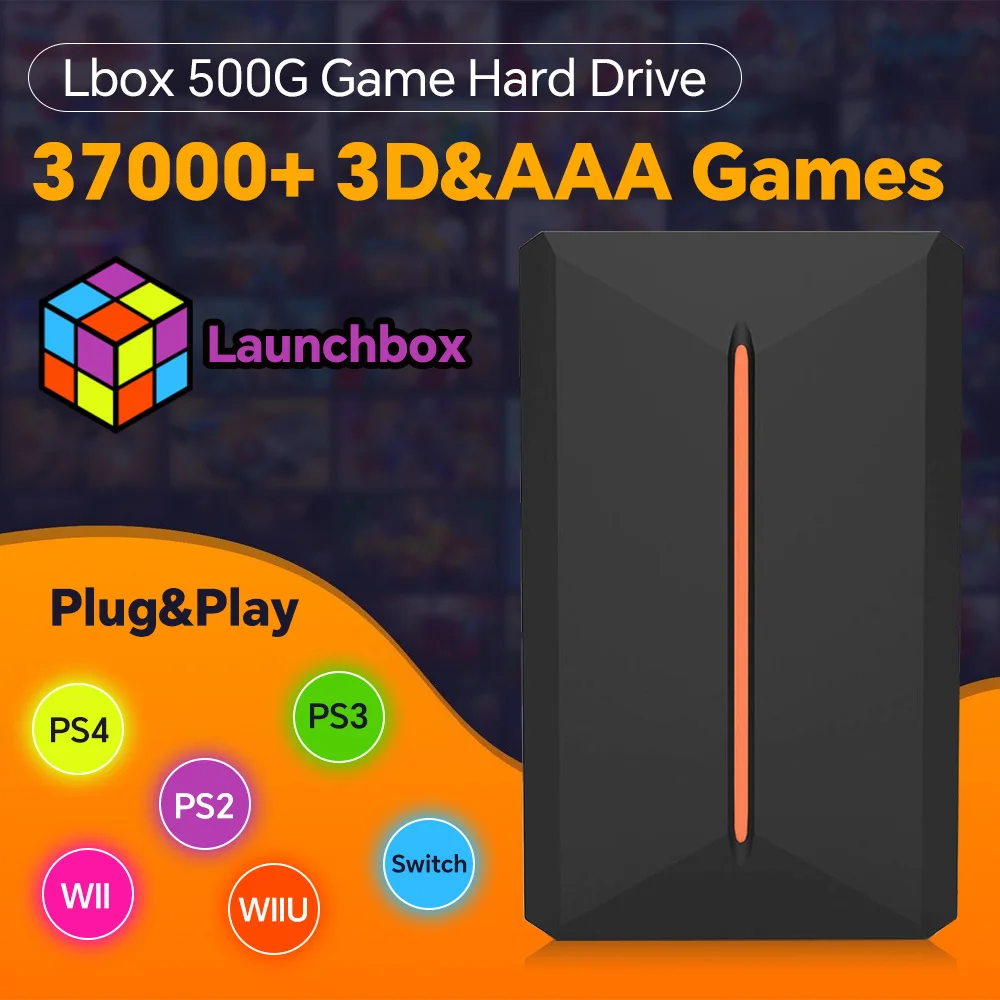 Lbox 500GB Video Game Hard Drive with 3700+ PC/3D Games Retro Game ...