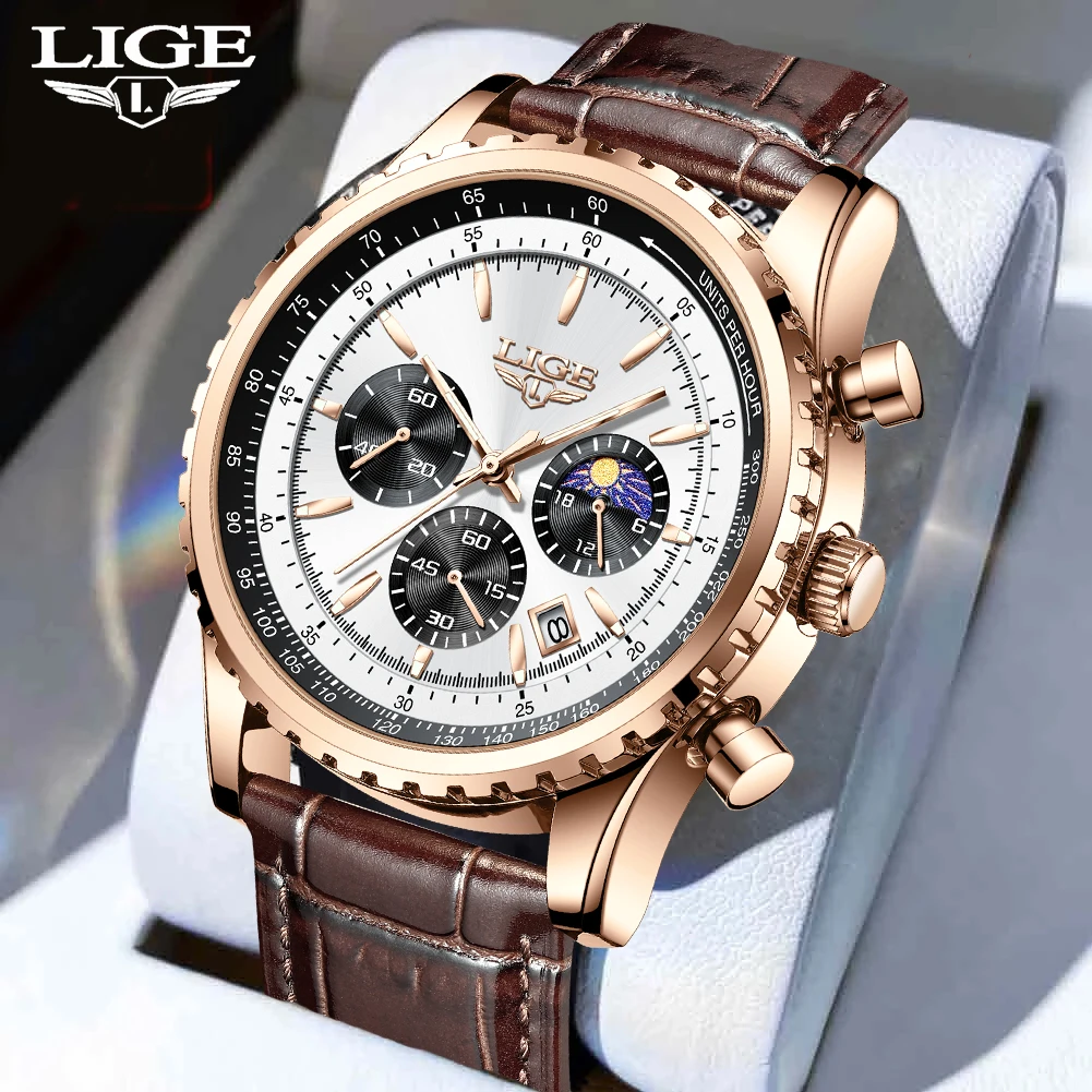 LIGE-Men-Watch-Luxury-Sports-Quartz-Wristwatch-Chronograph-Watch-for ...
