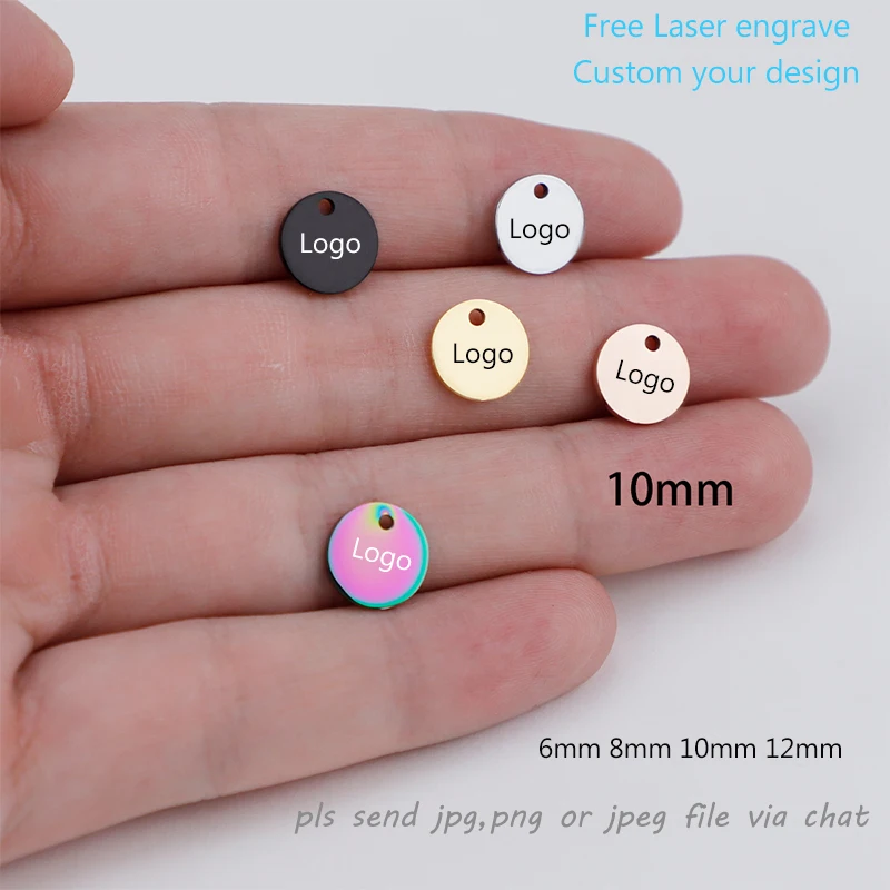 50pcs Custom Logo Tags Laser engraved 6mm 8mm 10mm 12mm 15mm 18mm ...