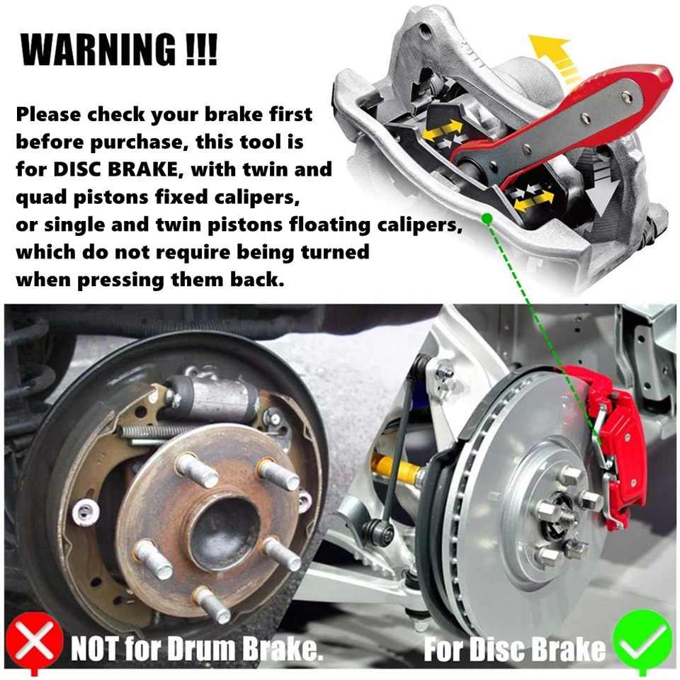 Brake Caliper Compression Tool Car Tool, 360Â° Swing Ratchet Piston ...
