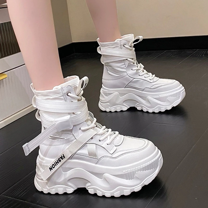 White Platform Boots Fashion | White Black Chunky Boots | White ...