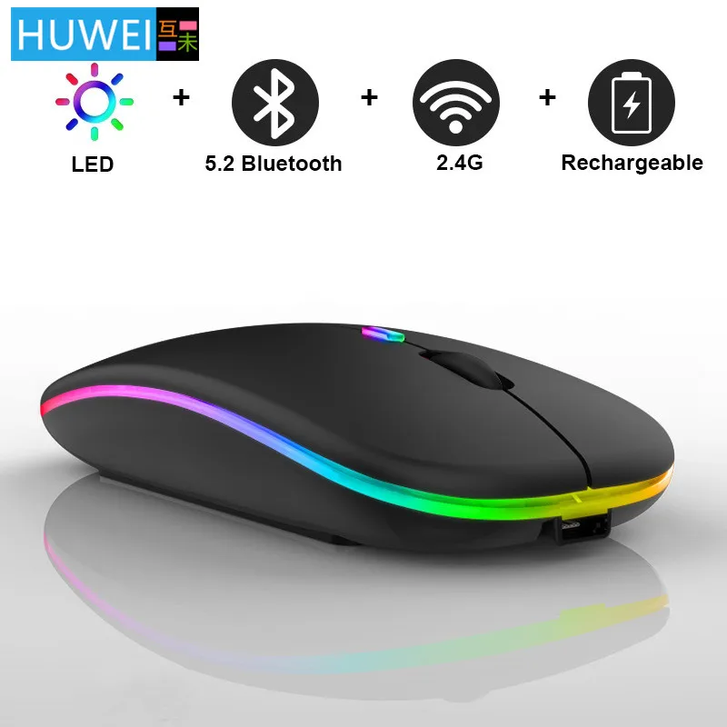 Bluetooth-Wireless-Mouse-Dual-Mode-USB-Rechargeable-RGB-Mouse-Silent ...