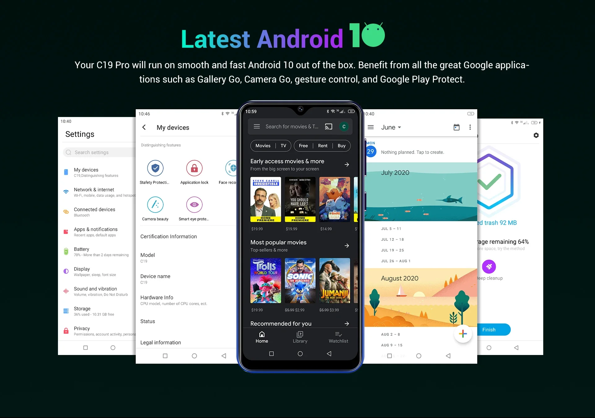 Oukitel C19 Pro Smartphone 4GB RAM 64GB ROM 6.49 Inch HD+ Telphone 4000mAh MT6762D Octa Core ...