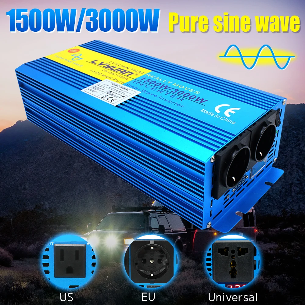 3000w onda senoidal pura inversor dc 12v/24v para ac 220v 110v lcd & display de tensão led ...