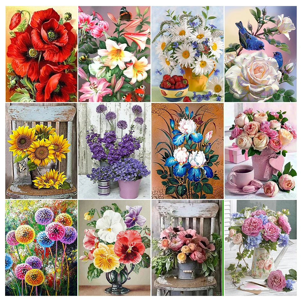 Diamond Painting Flower Square | Diamond Embroidery F Home - Diamond ...