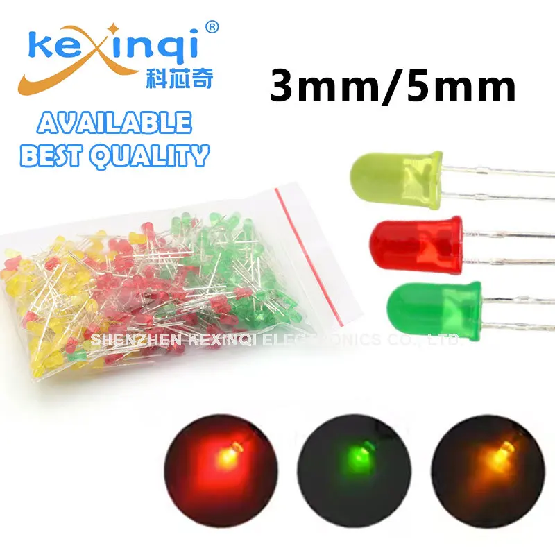60-150pcs/pack F3 F5 3mm 5mm LED Light Emitting Diode DIP Assorted Kit ...