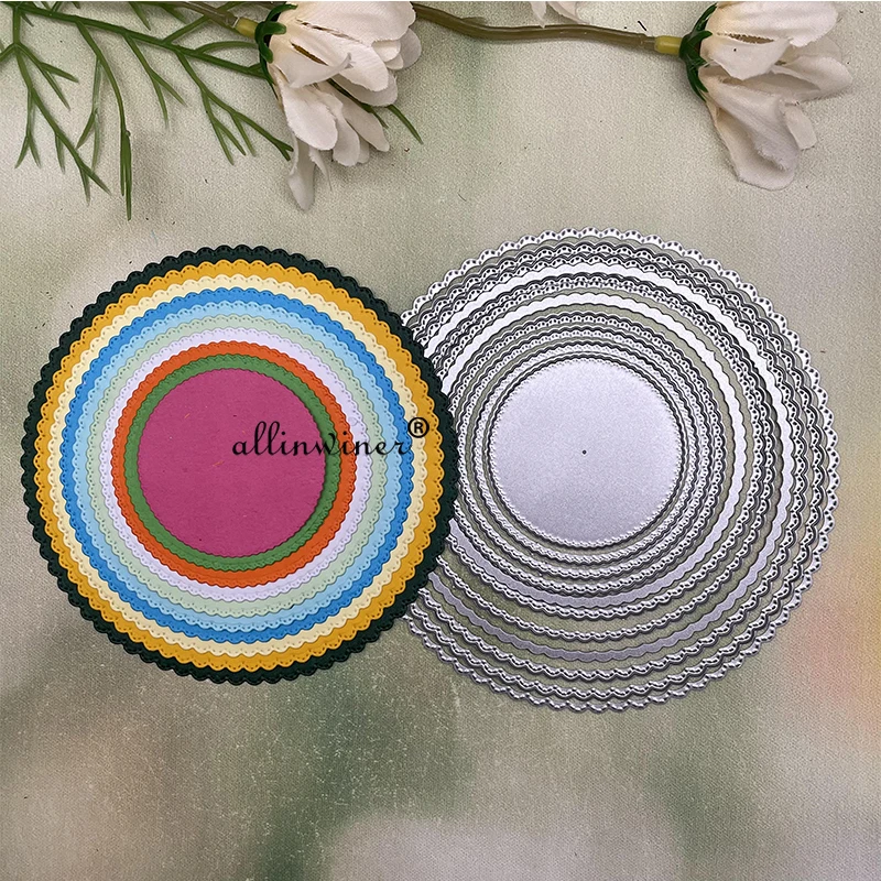 11Pcs Lace round circle frame Metal Cutting Dies Stencils Die Cut for ...