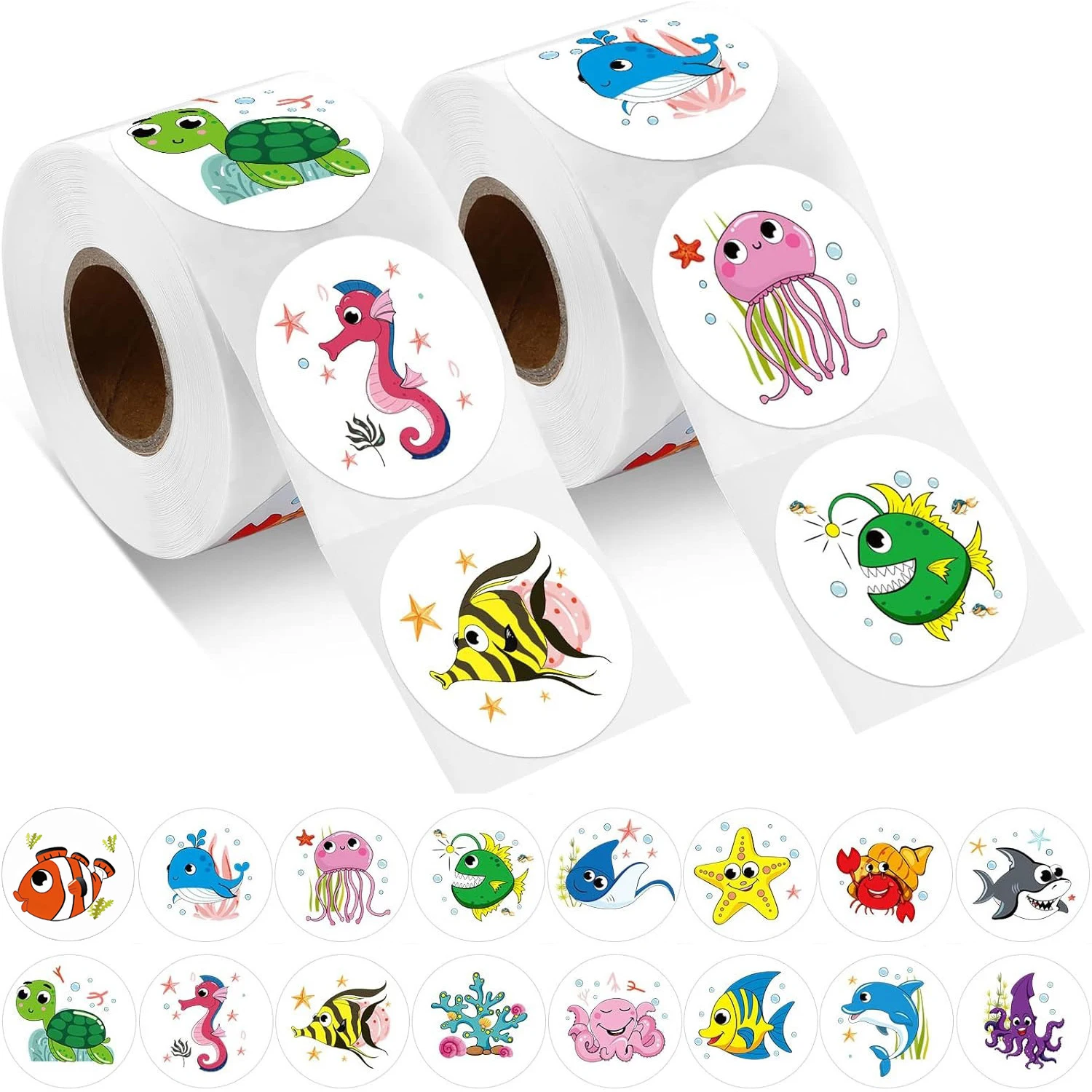 100-500pcs Ocean Kids Birthday Stickers Under The Sea Animal Reward ...