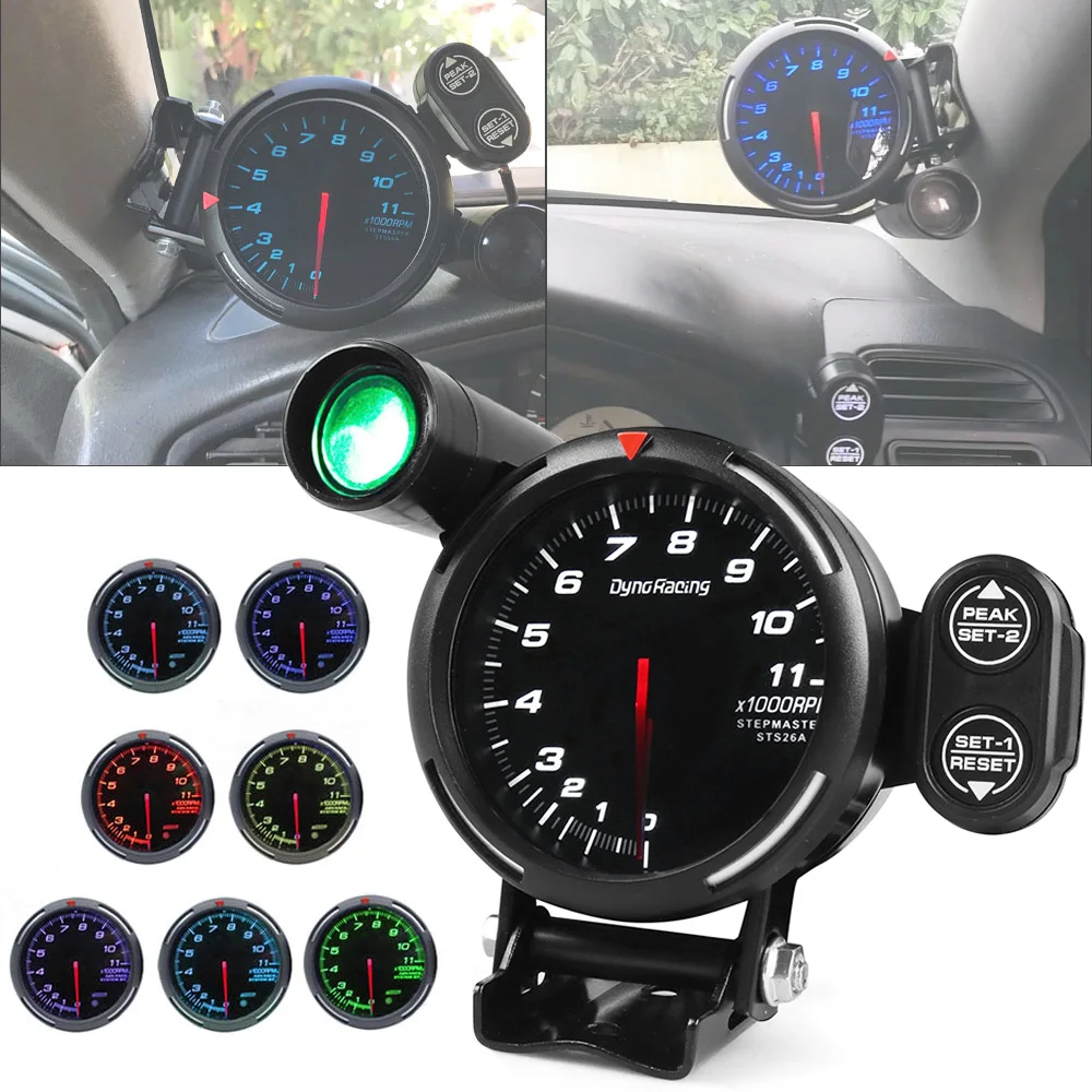 80MM-Tachometer-RPM-Gauge-High-Speed-stepper-motor-7-Colors-0-11000-RPM ...