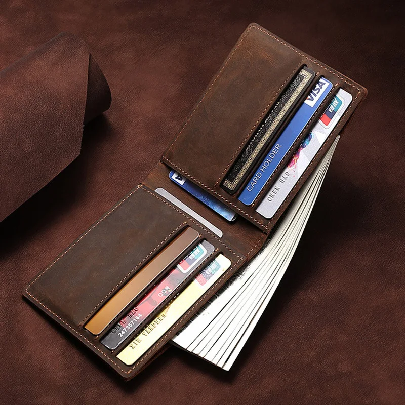 Cartera-de-cuero-Retro-Crazy-Horse-para-hombre-monedero-corto-largo ...