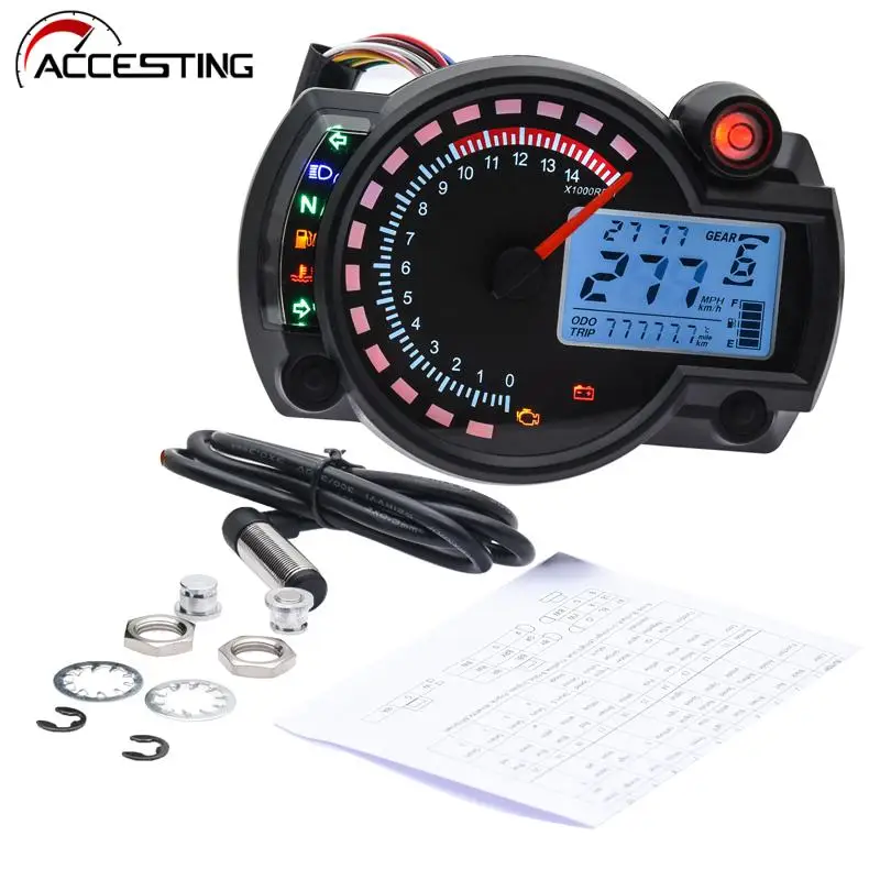 7-Colors-LCD-Digital-Universal-Speedometer-Motorcycle-Odometer-Meter-0 ...