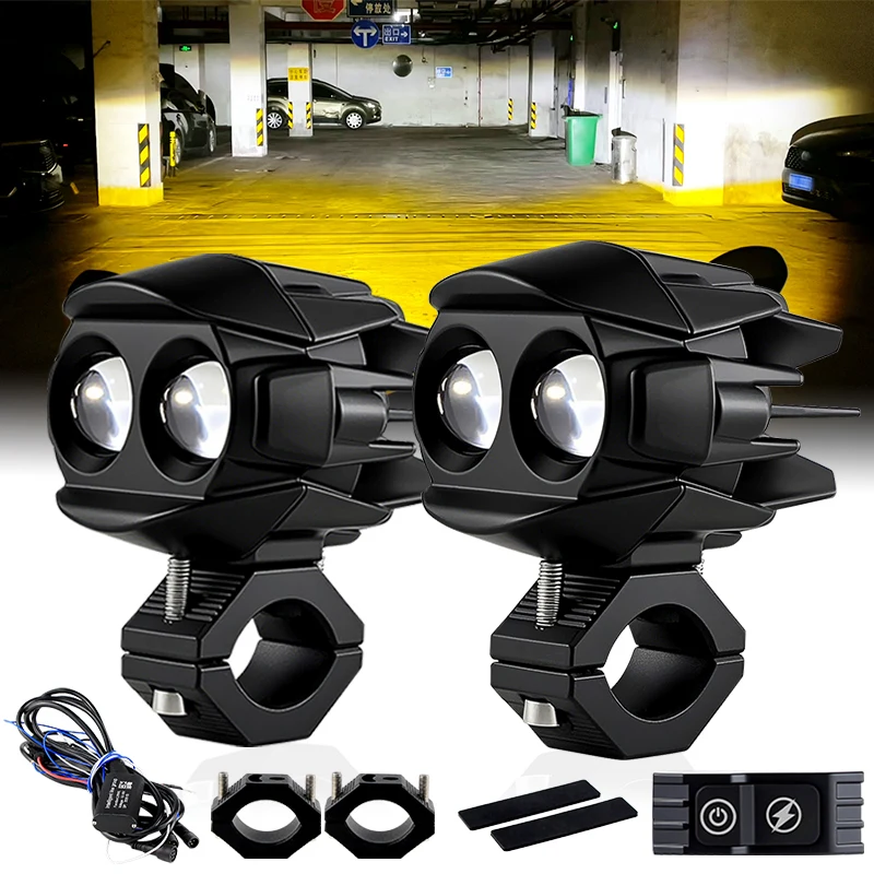 1Set M9 50W Motorcycle LED Auxiliary Lamp 6000K 3000k Super Bright Fog ...