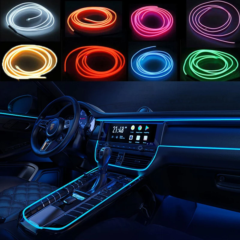 1M/3M/5M Car Interior Atmosphere Lighting LED Strip Decoration Garland ...