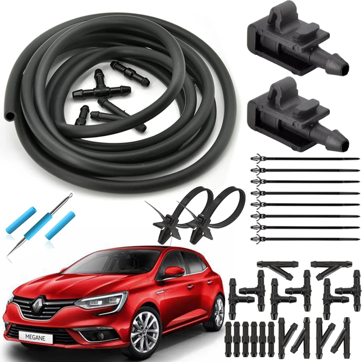 2Pcs Car Front Windshield Washer Spray Nozzle Jet for Renault Megane 2 ...