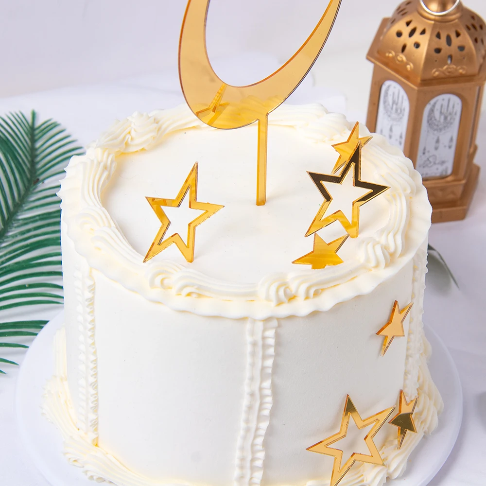 Gold Acrylic Moon Star Cake Topper Ramadan Cake Decorations Birthday ...