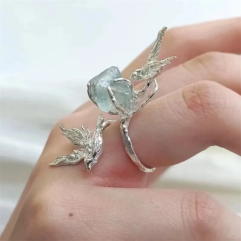 Small-and-Exquisite-Art-Imitation-Light-Blue-green-Crystal-Bird-Ring ...