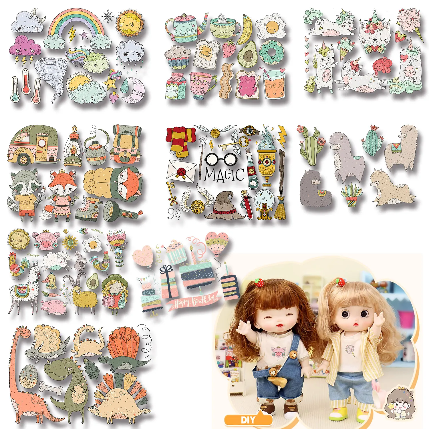 Cartoon animals Small stickers Custom stickers Thermal transfer ...