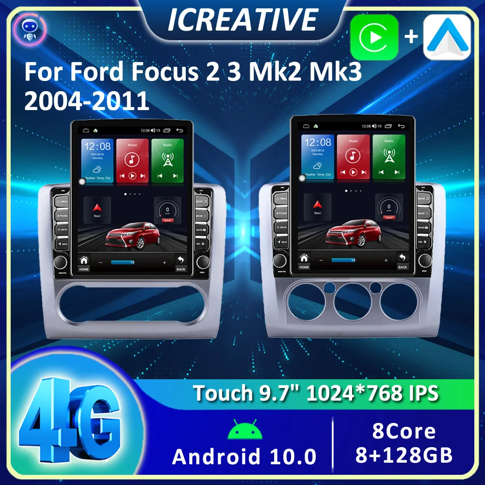 Tesla 4g Lte Ips Carplay Android Auto For Ford Focus 2 3 Mk2 Mk3 2004 ...