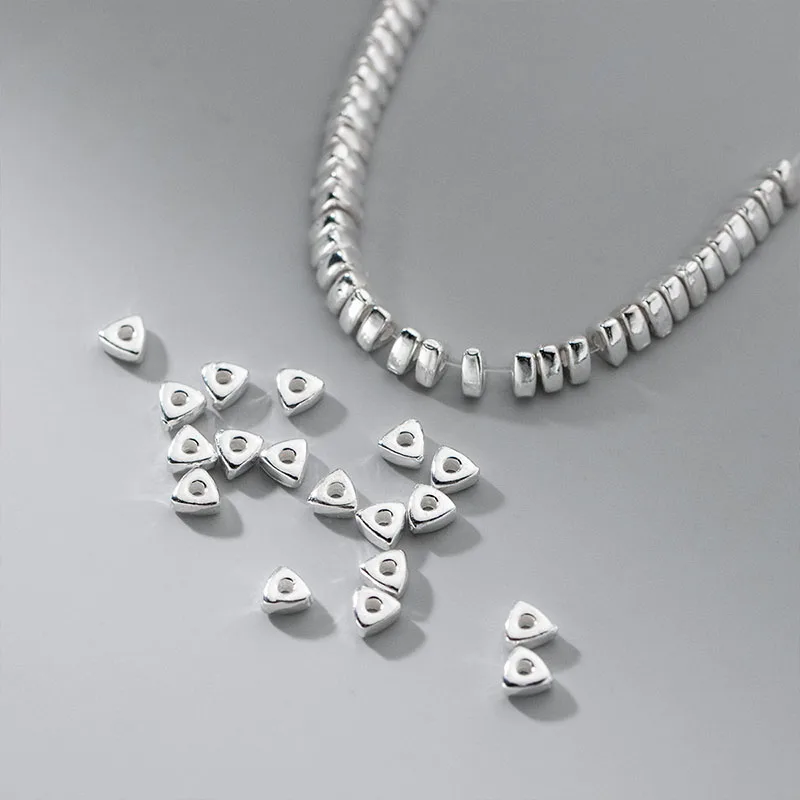 S925-Plain-Silver-Triangle-Loose-Beads-DIY-Hand-String-Geometric-Spacer ...
