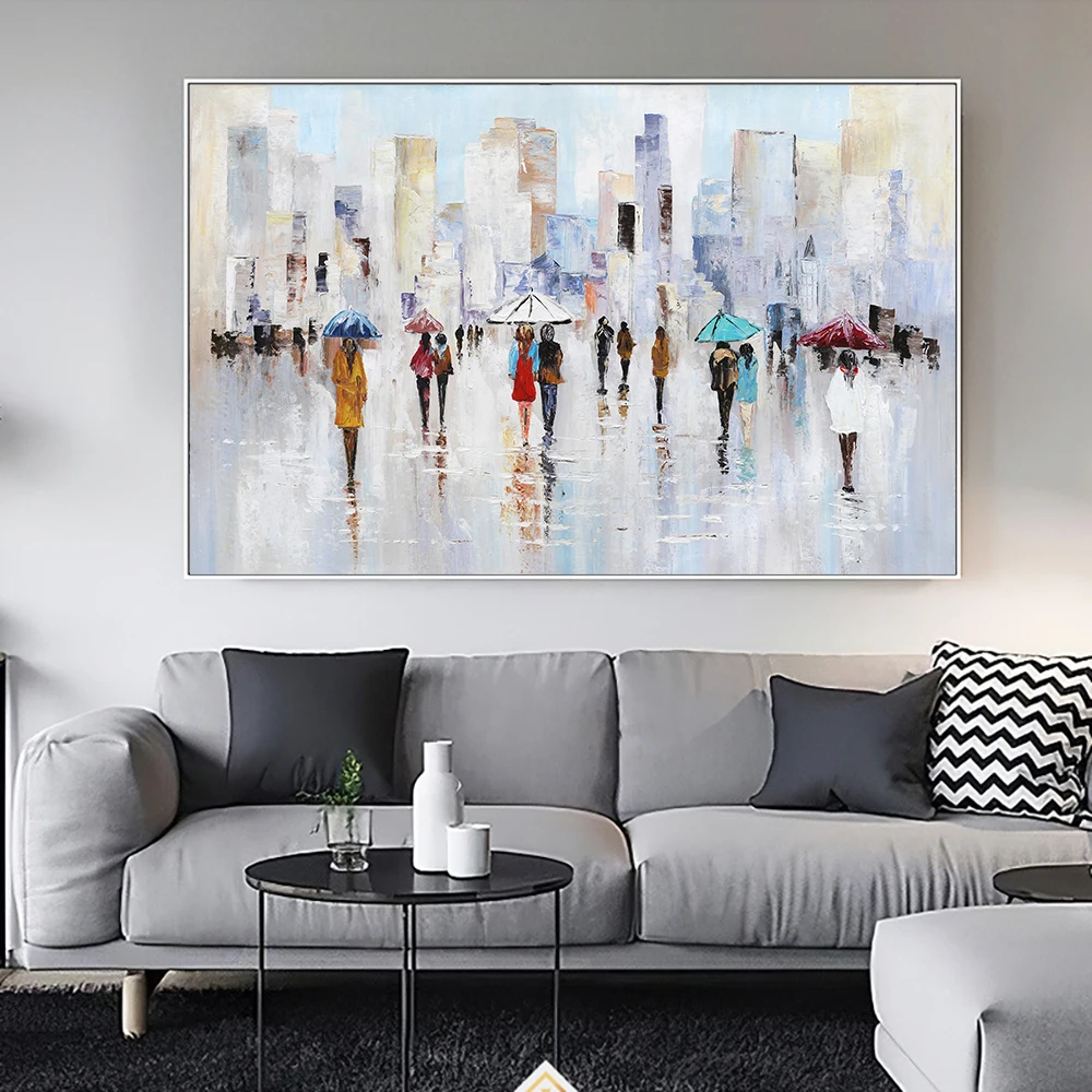 Morden-Building-Hand-Painted-Oil-Painting-On-Canvas-Popular-Abstract ...