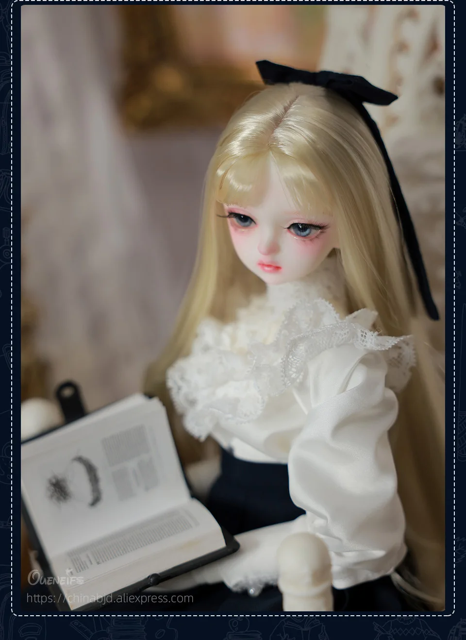 BJD Doll 1/4 Yue 41cm With Luts Girl Body Fullset Of Delicate Pearl Lace Blouse And Dress Style ...
