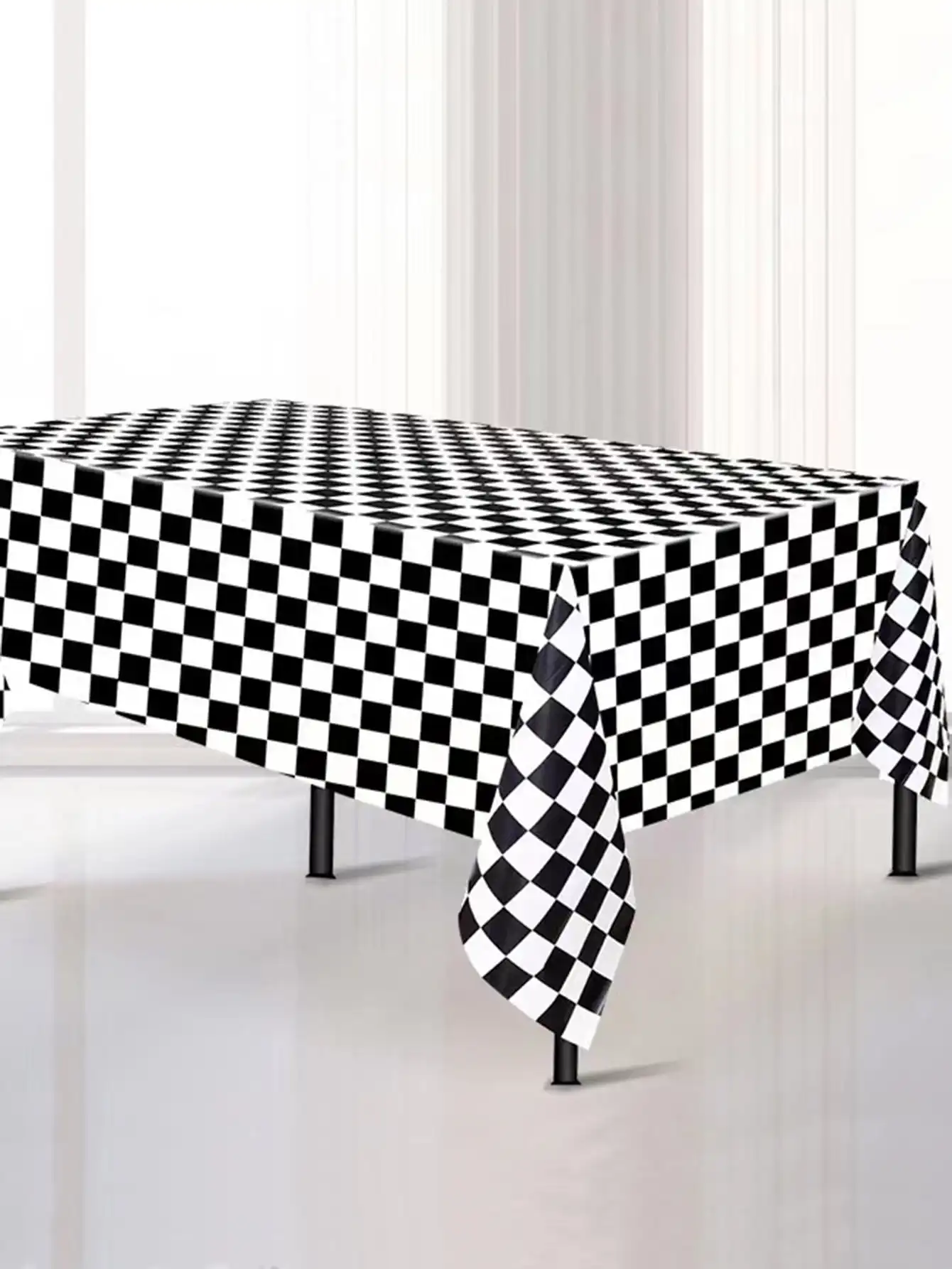 137x274cm-Party-F1-race-black-and-white-checkered-tablecloth-Waterproof ...