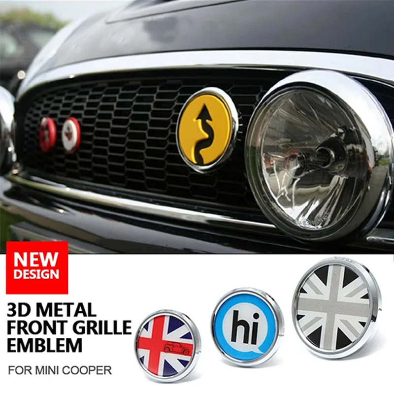 Metal-3D-Front-Grill-Emblem-Stickers-Badge-For-MINI-Cooper-JCW-S-One ...