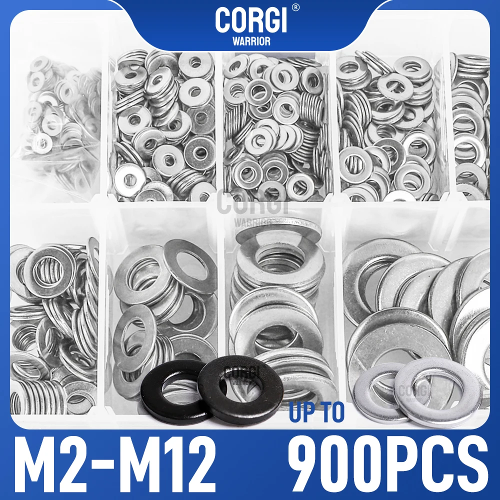 Flat-Washers-304-Stainless-Steel-and-Black-Carbon-Steel-Assortment-Kit ...