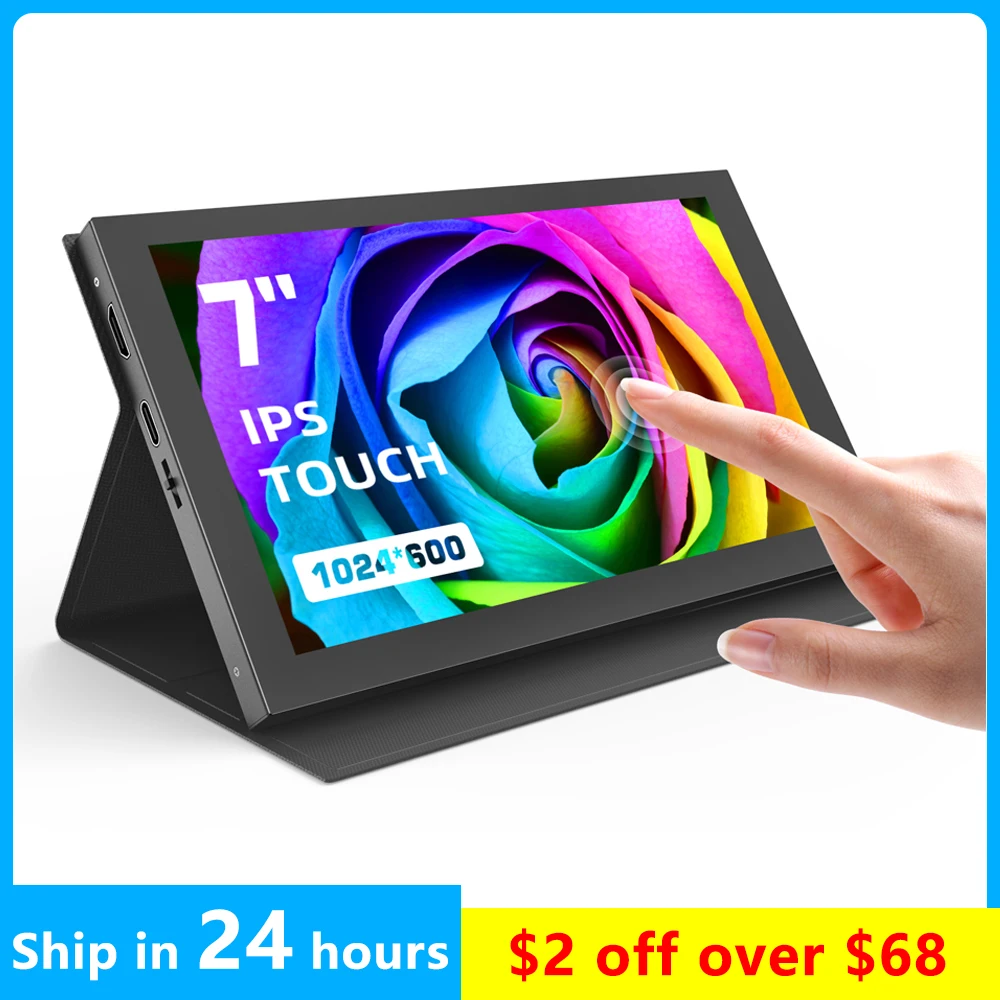 APROTII 7" 1024x600 IPS Portable Monitor 5 Point Capacitive Raspberry ...