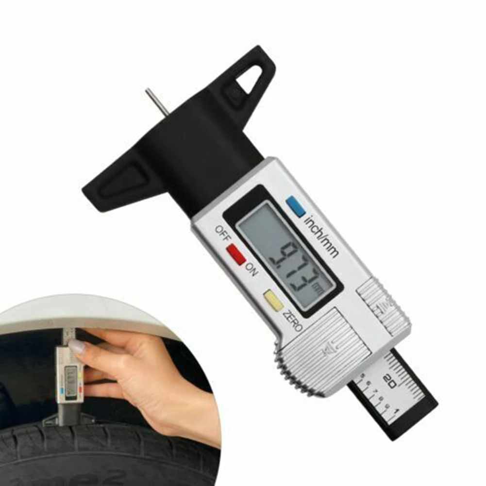 Silver-Tyre-Depth-Gauge-Tread-Motorbike-Car-Truck-Digital-Tester-Brake ...