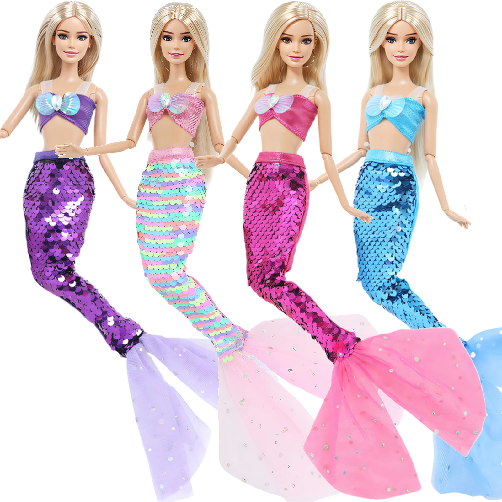 Mermaids-Shinny-Doll-Dress-Sequin-Fish-Tail-Gown-Lace-Skirt-TopPrincess ...