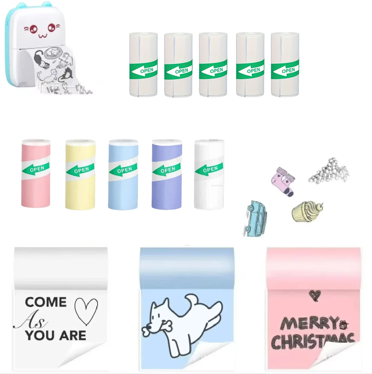 Paper Material Portable Mini Printer Color and White Sticker Thermal ...