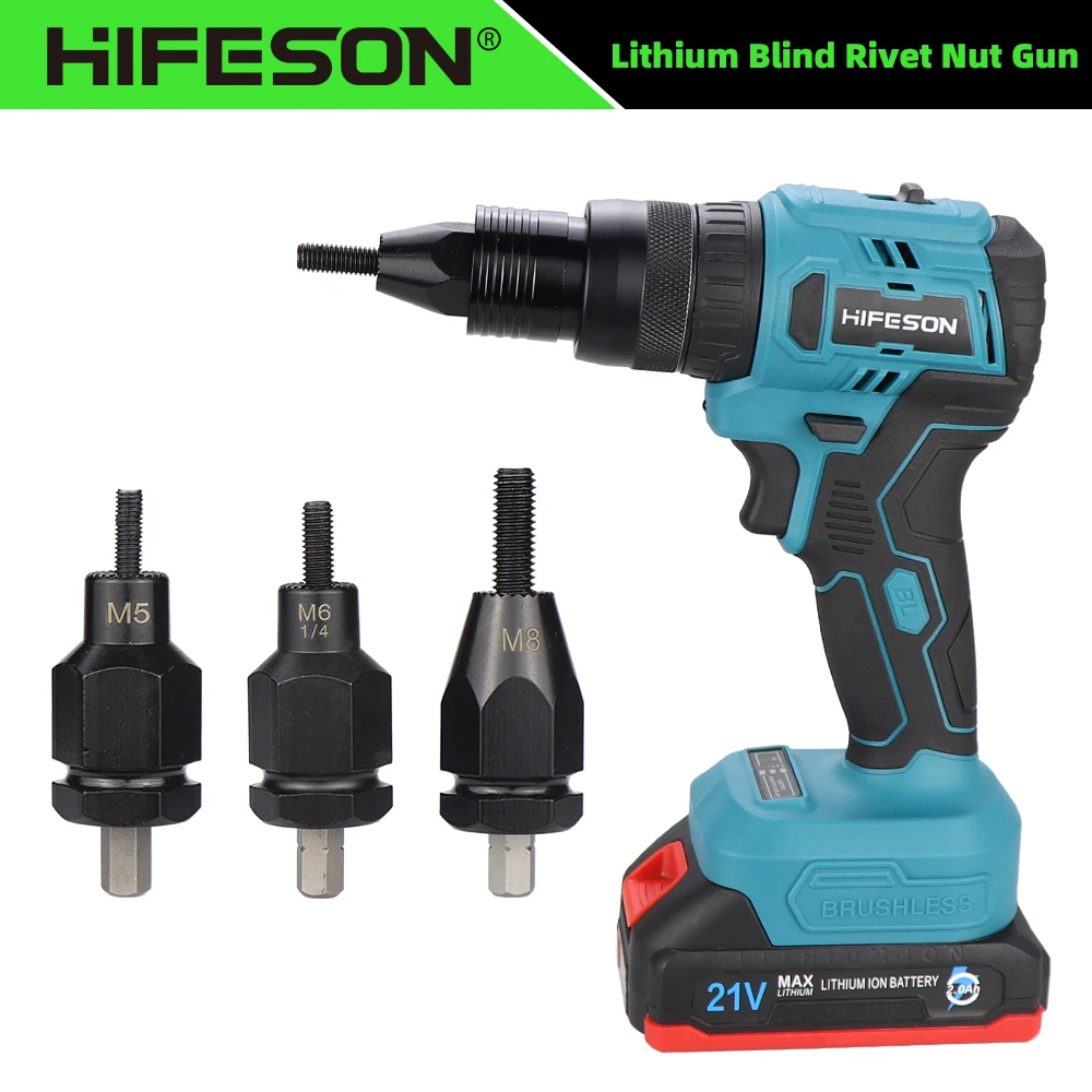 HIFESON-M3-M4-M5-M6-M8-Electric-rivet-nut-gun-Kit-18V-Riveting-Nut-Tool ...