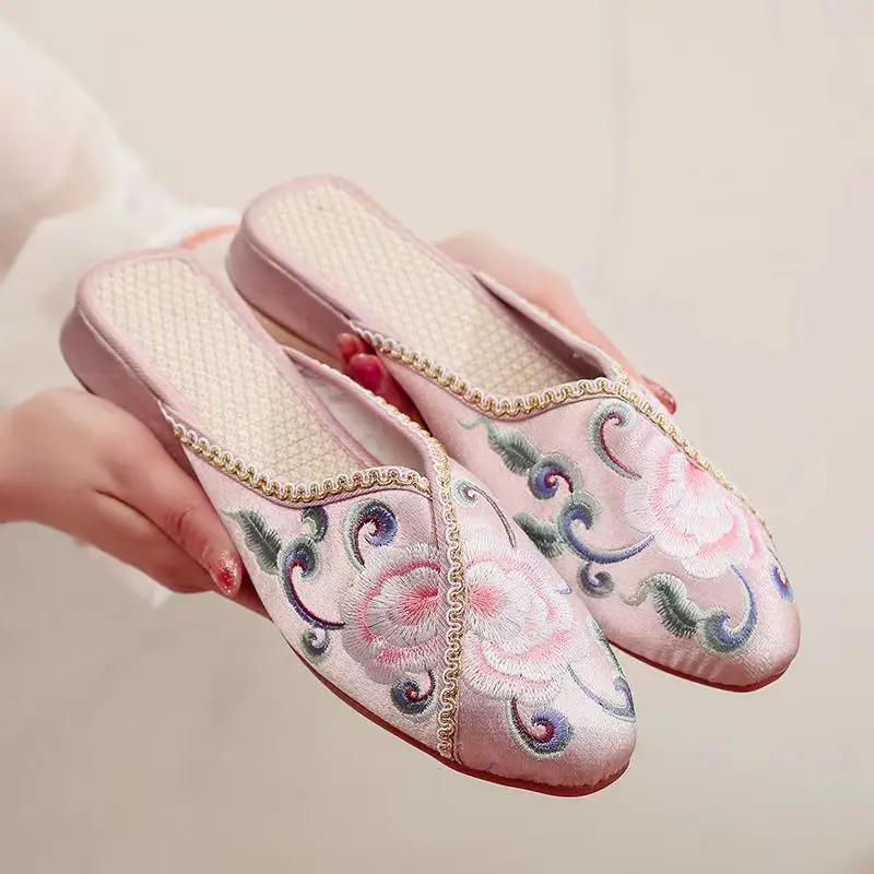 Woman-s-Casual-Baotou-Slippers-Soft-Sole-Non-Slip-Flat-Sole-Embroidered ...