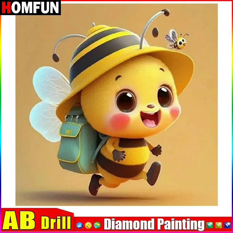 HOMFUN-AB-DIY-Diamond-Painting-Animal-Bees-Full-Drill-Square-Round ...