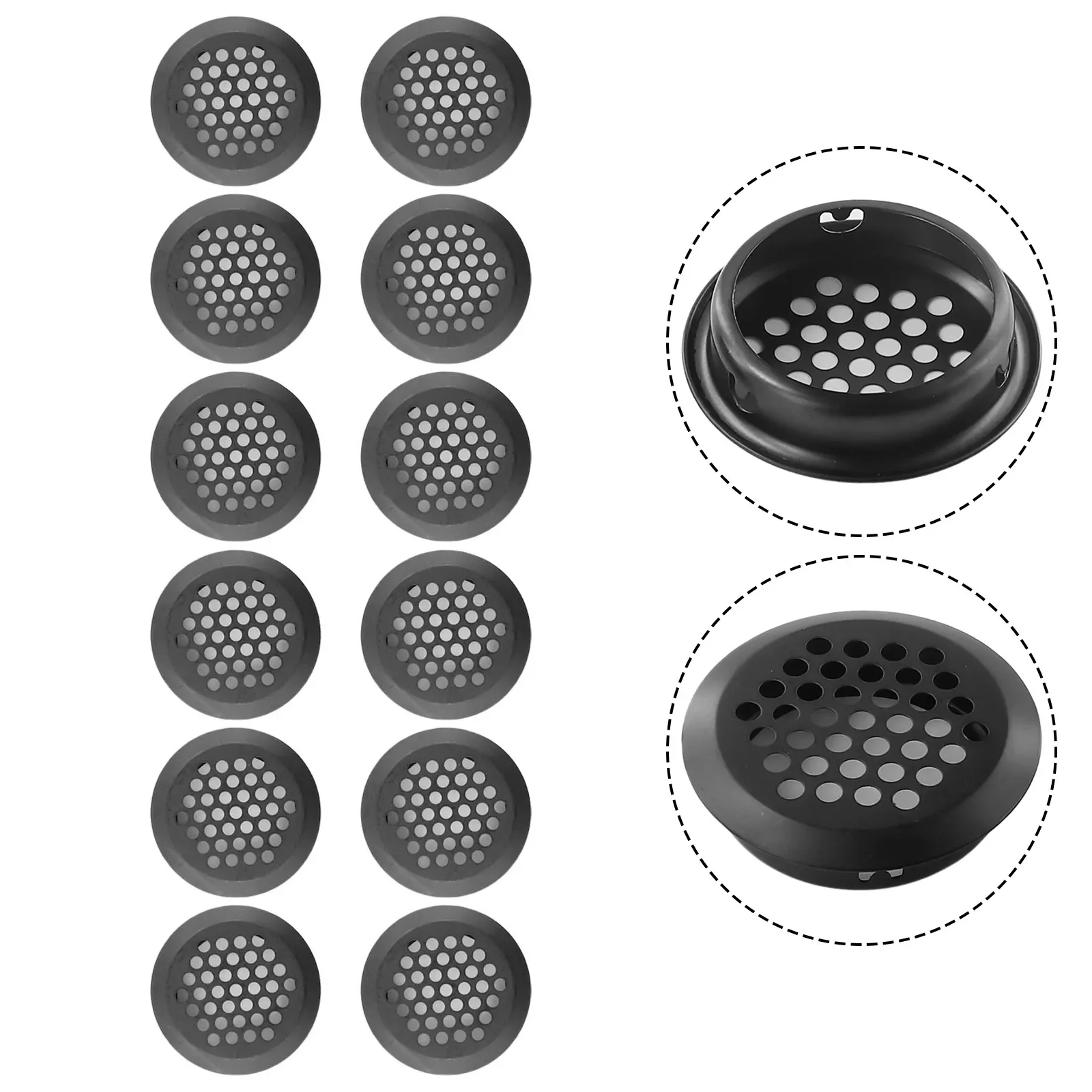 10-12PCS-Ventilation-Grilles-Round-Stainless-Steel-Air-Vent-Holes-Black ...