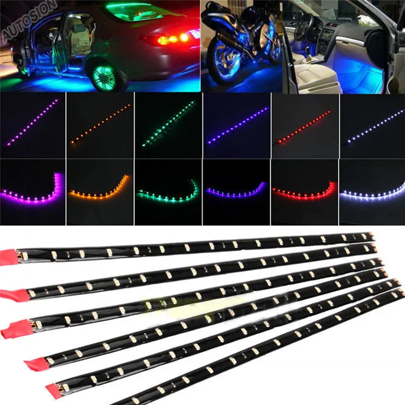 6PCS Waterproof DC 12V Motor LED Strip SMD Underbody Decorative strip ...