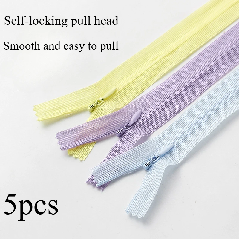 5pcs 3#nylon silk invisible zipper dress Throw pillow closed tail pull ...