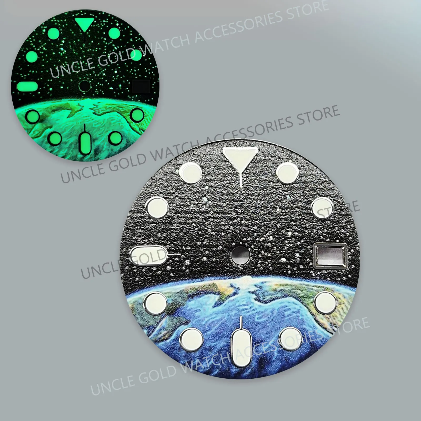 28-5MM-Watch-dial-personalization-Starry-Sky-Earth-Style-with-green ...