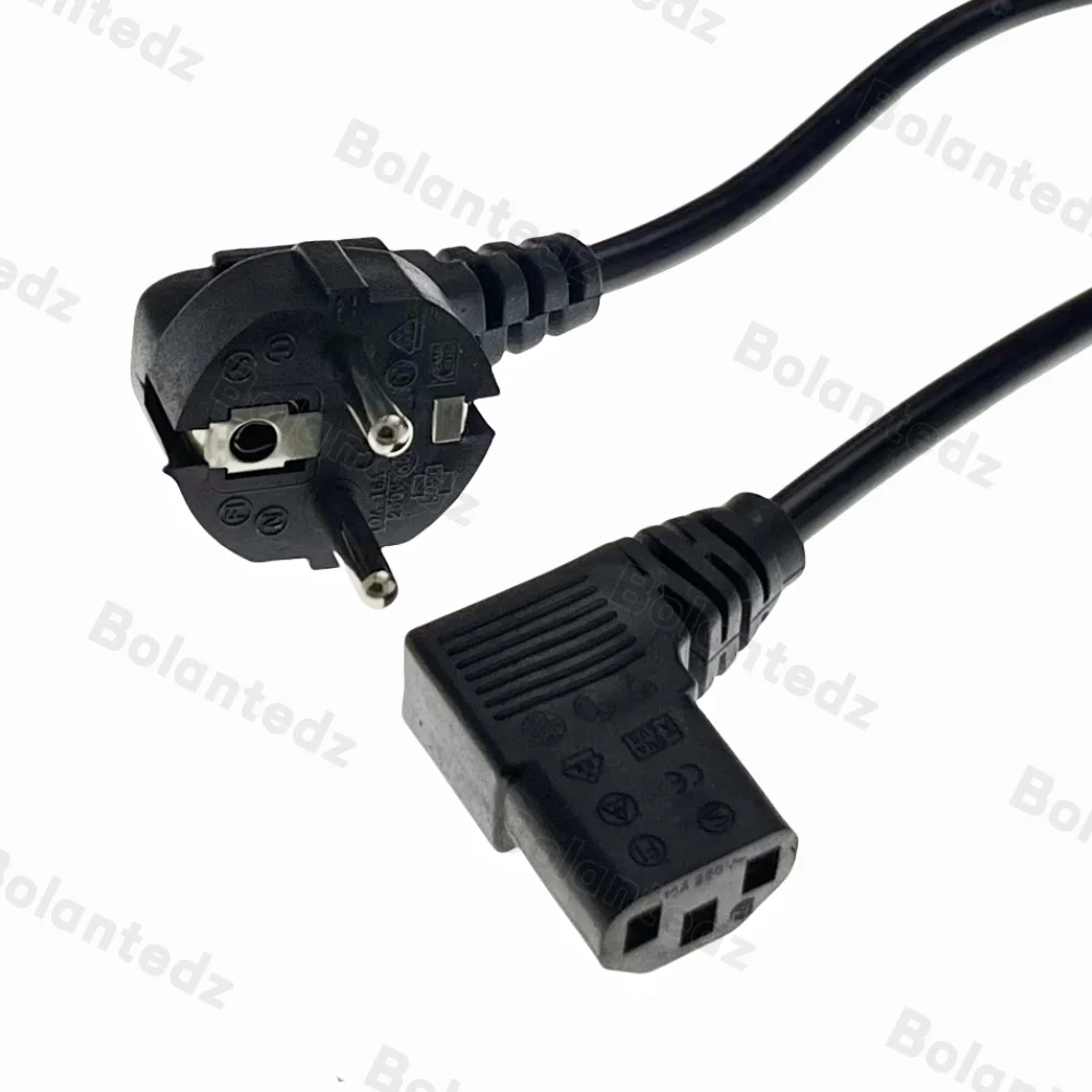 5FT C13 IEC Kettle 90 right angle Degree to European 2 pin Round AC EU ...