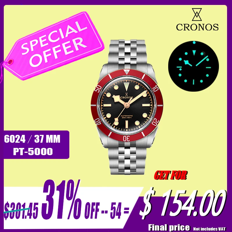 Cronos-Luxury-Men-s-Watches-37mm-BB54-Diver-Watch-Vintage-Automatic ...