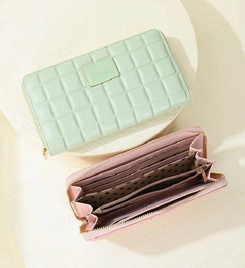 Monederos-largos-con-cremallera-para-mujer-tarjetero-de-cuero-monedero ...