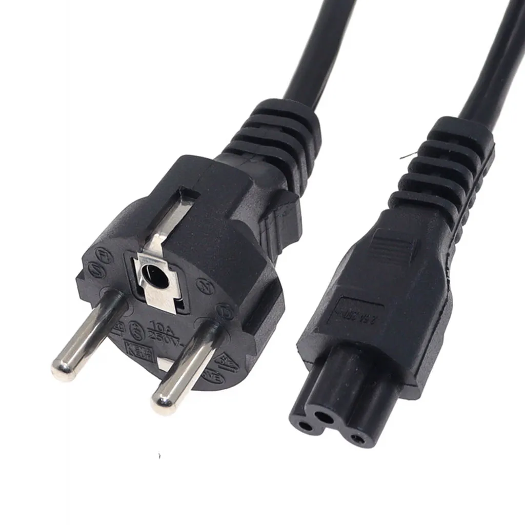 EU Schuko CEE 2 prong to IEC C5 Cloverleaf Power Cord for Notebook Laptop AC Adapters 1.5m ...