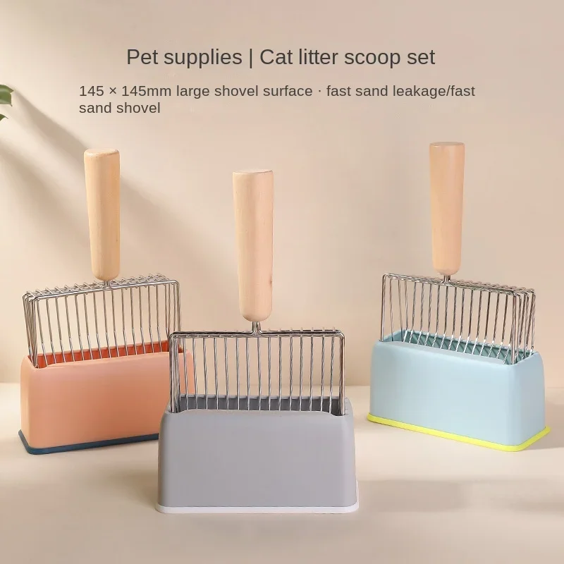 Cat-Litter-Shovel-Set-Candy-Color-Large-Wooden-Handle-Cat-Toilet ...