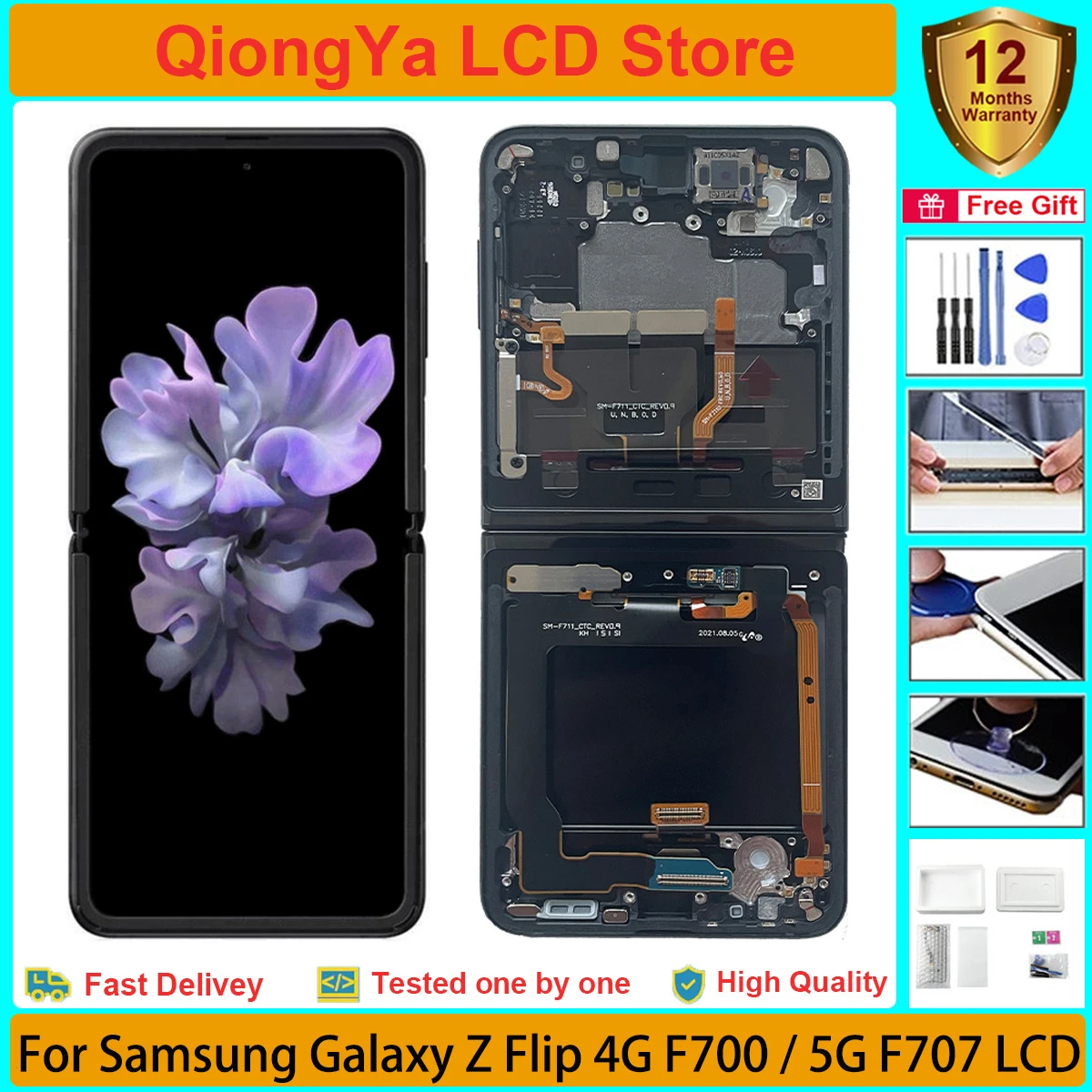 Original 6.7" flip Display For Samsung Z Flip 4G F700 / 5G F707 SM ...