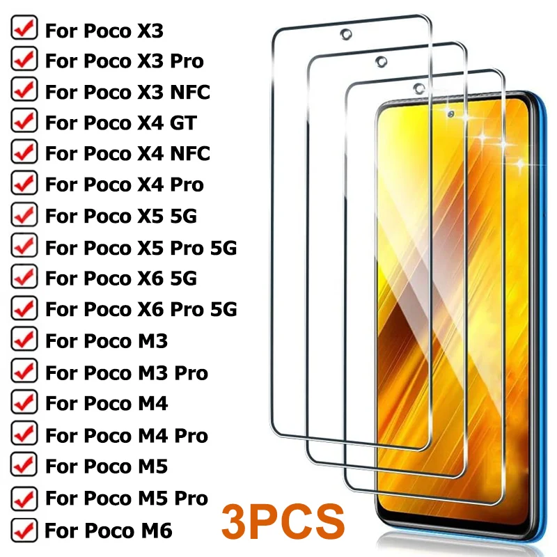 3PCS-Protective-Glass-for-Poco-X3-X4-GT-X5-X6-Pro-NFC-5G-Screen ...