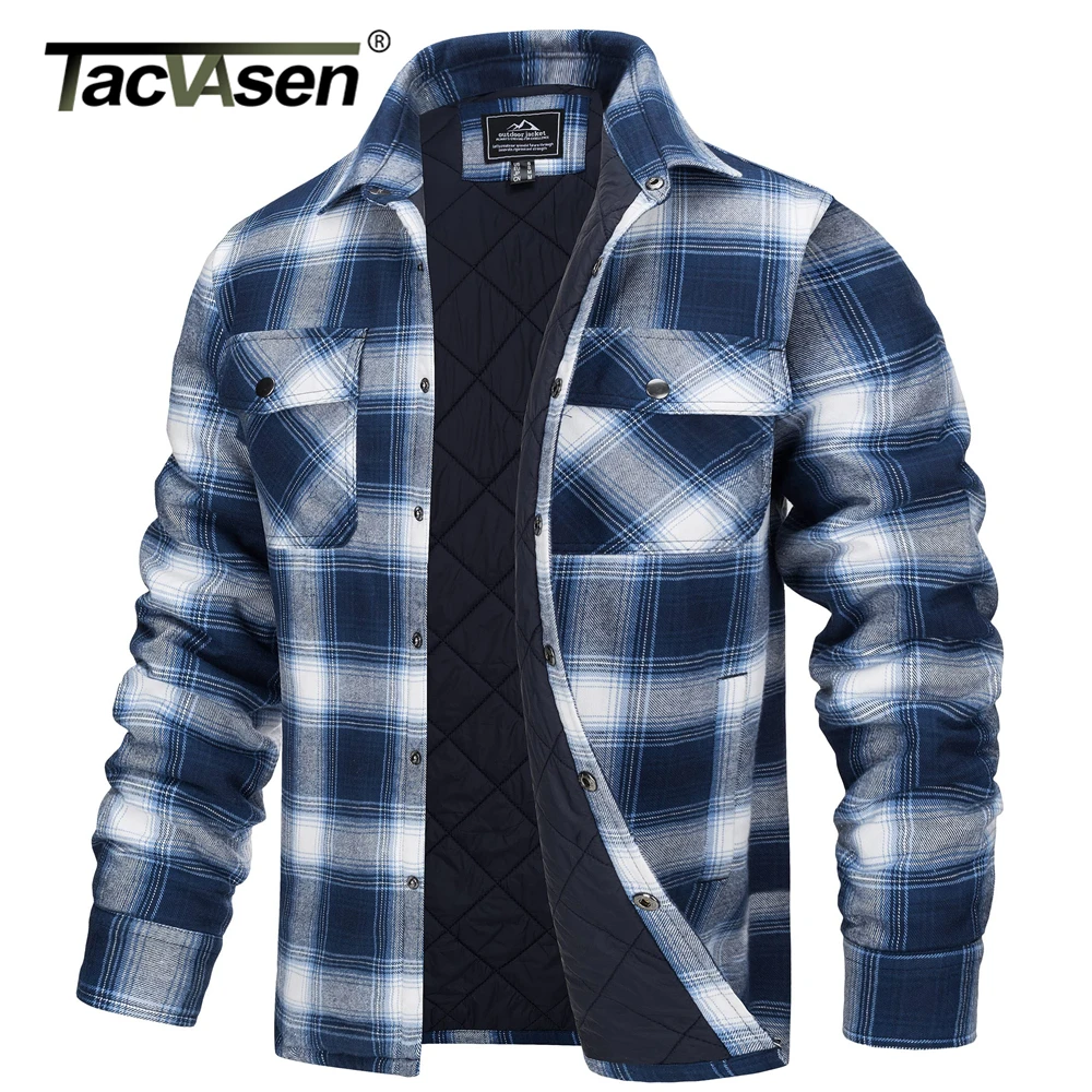 Flannel Shirt Jacket Multi-pockets Outwear - Winter Cotton Jackets Mens ...