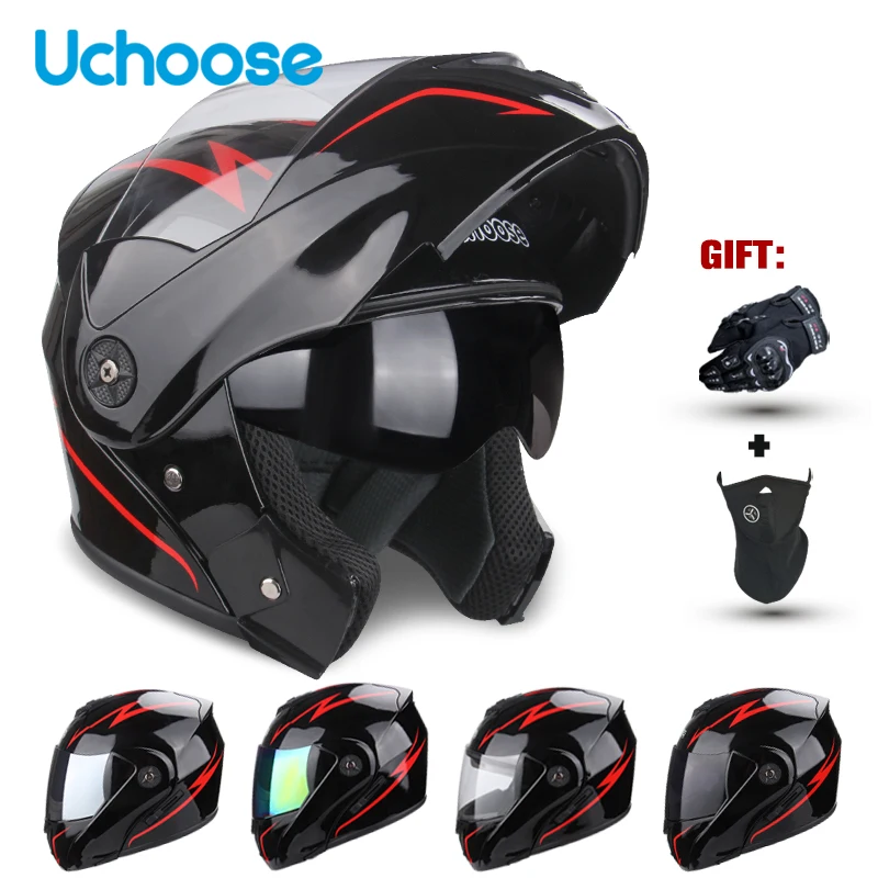 Dot Certificering Uchot Motorhelm Dubbele Lens Doorsnede Helm ...