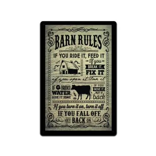 Barn-Rules-12-X-8-Inch-Metal-Sign-Barn-Western-Farmhouse-D-cor-Country ...